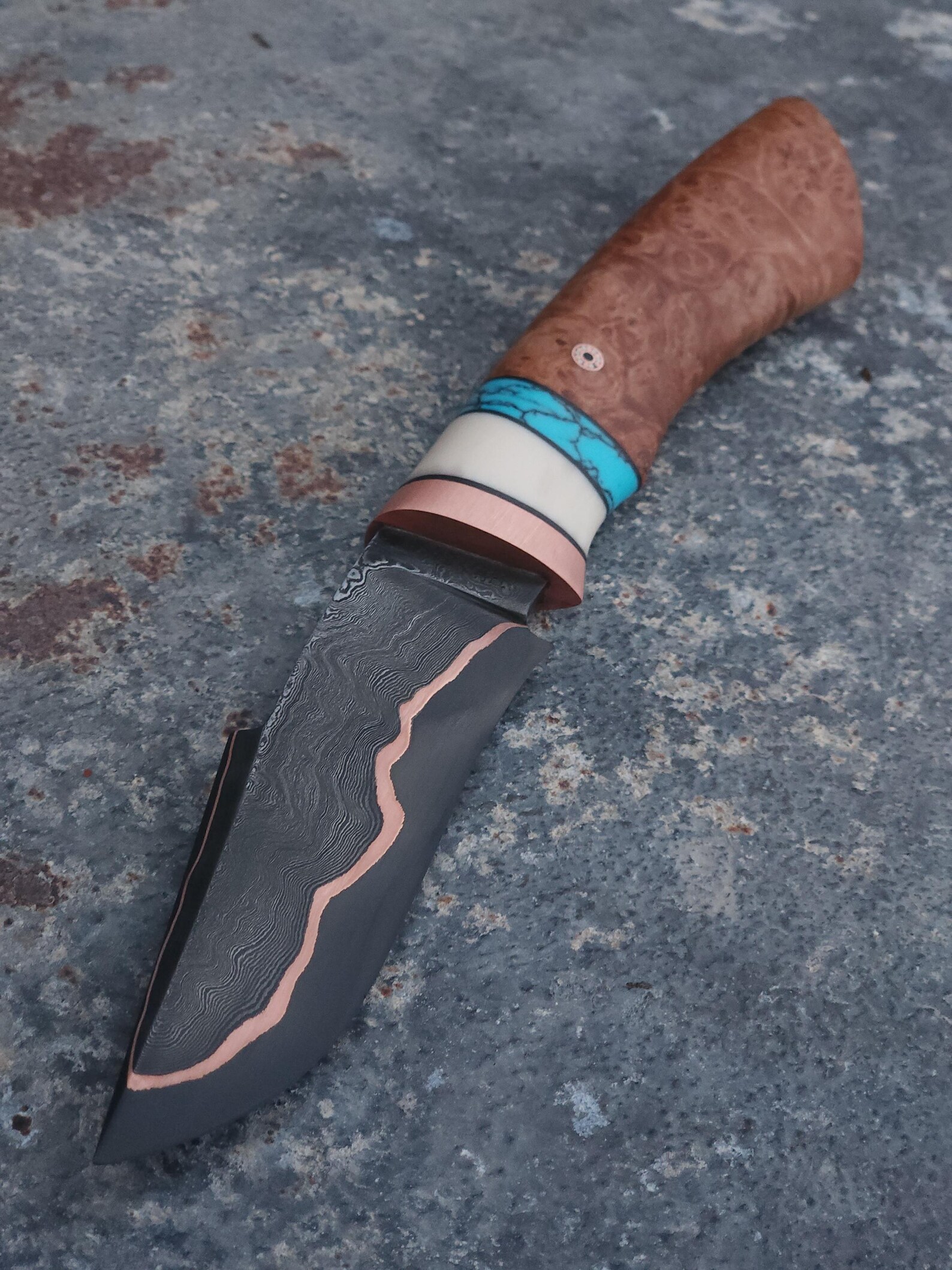 Copper Damascus Knife cu-mai Hand Forged Handmade in the USA - Etsy