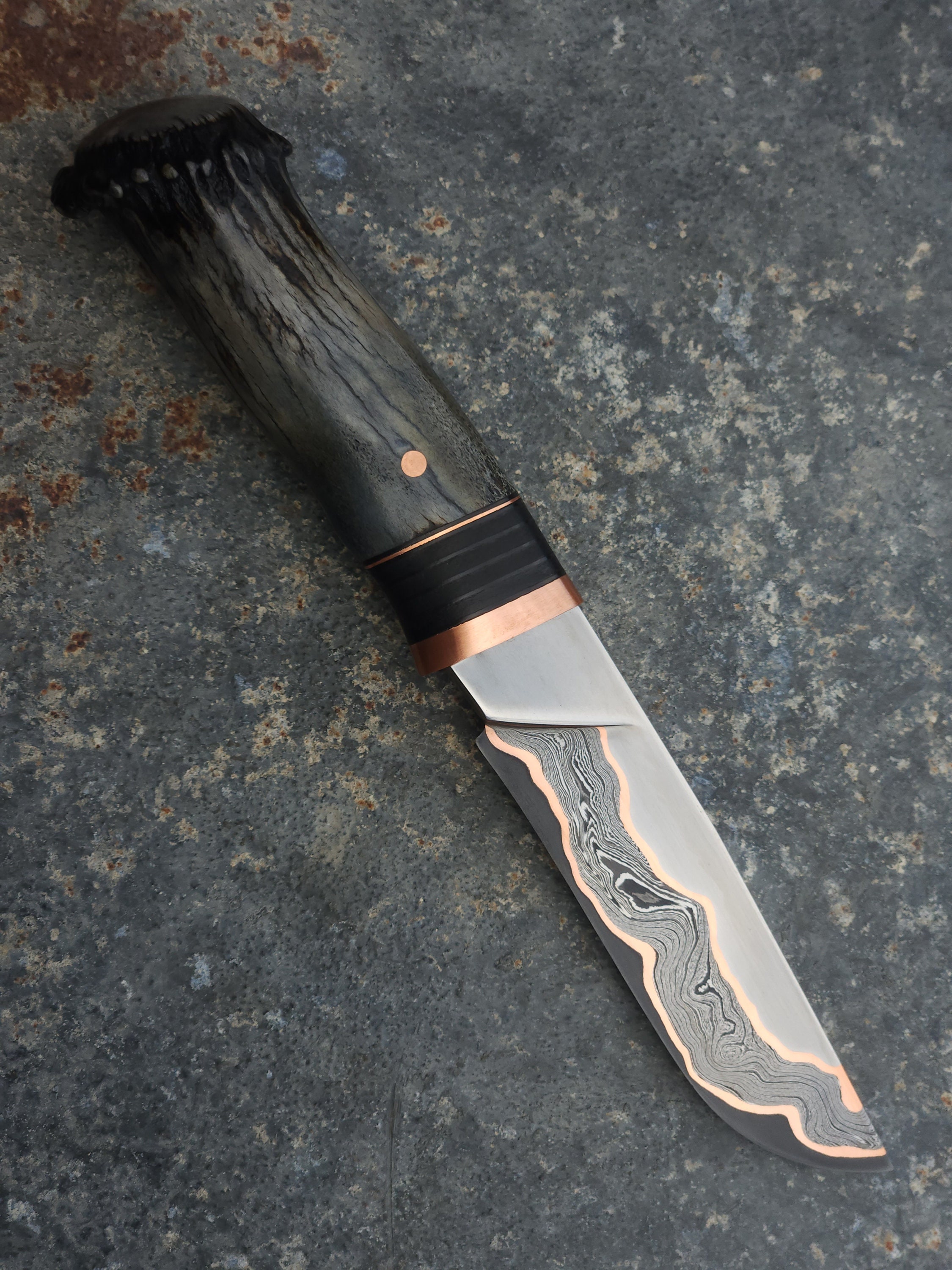 Copper Damascus Knife cu-mai Hand Forged Handmade in the USA - Etsy
