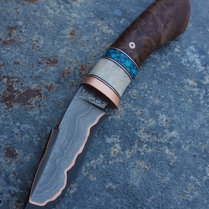 Copper Damascus Knife cu-mai Hand Forged Handmade in the USA - Etsy