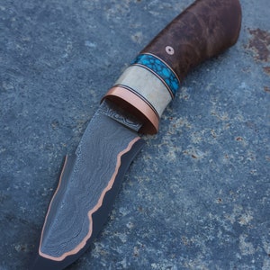 Copper Damascus Knife cu-mai Hand Forged Handmade in the USA - Etsy