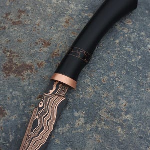 Copper Damascus Hunting Knife (cu-mai) | Made in Montana | Handmade in ...