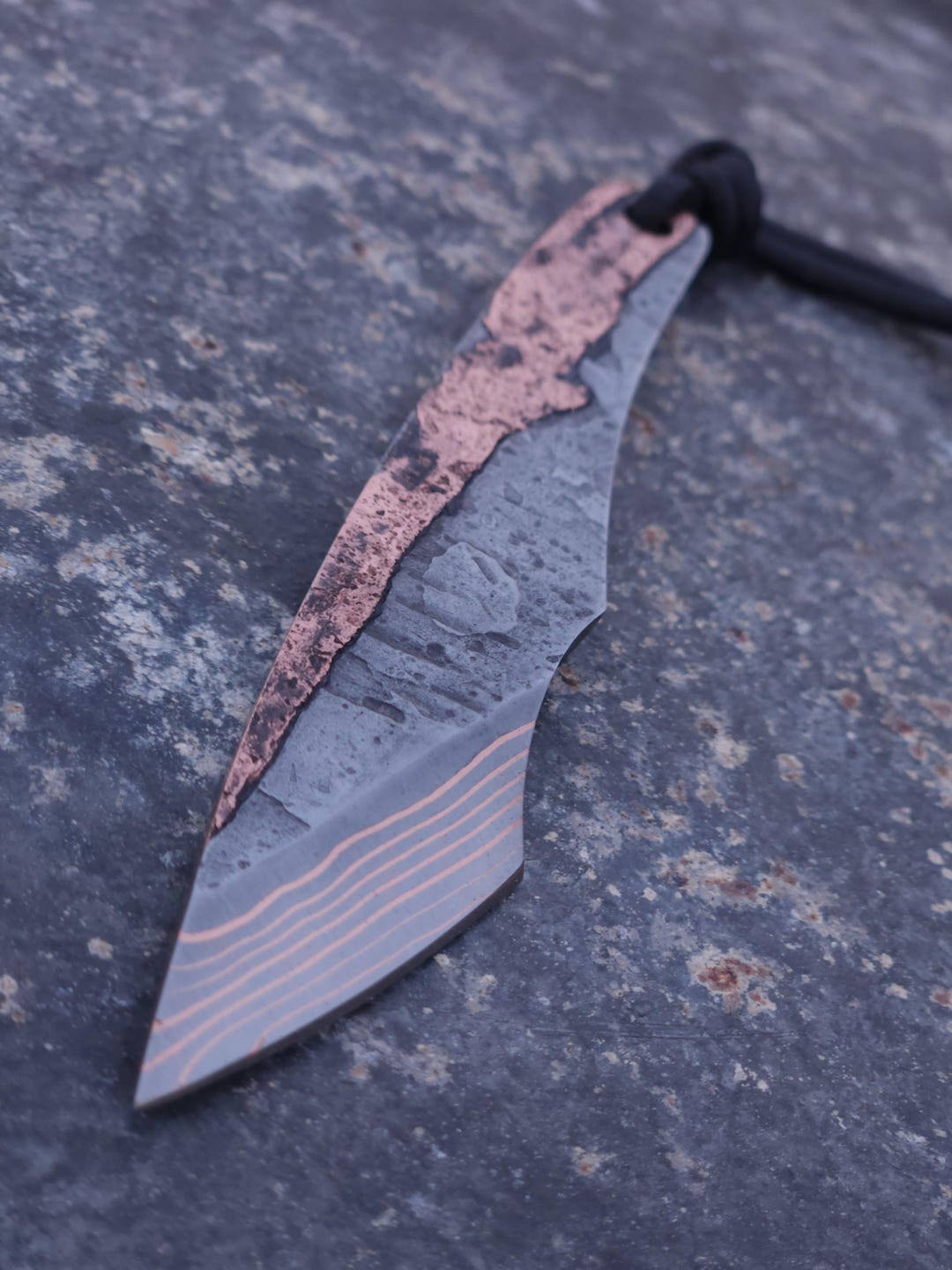 Handmade Copper Damascus Kiridashi Utility Knife | Made in Montana ...