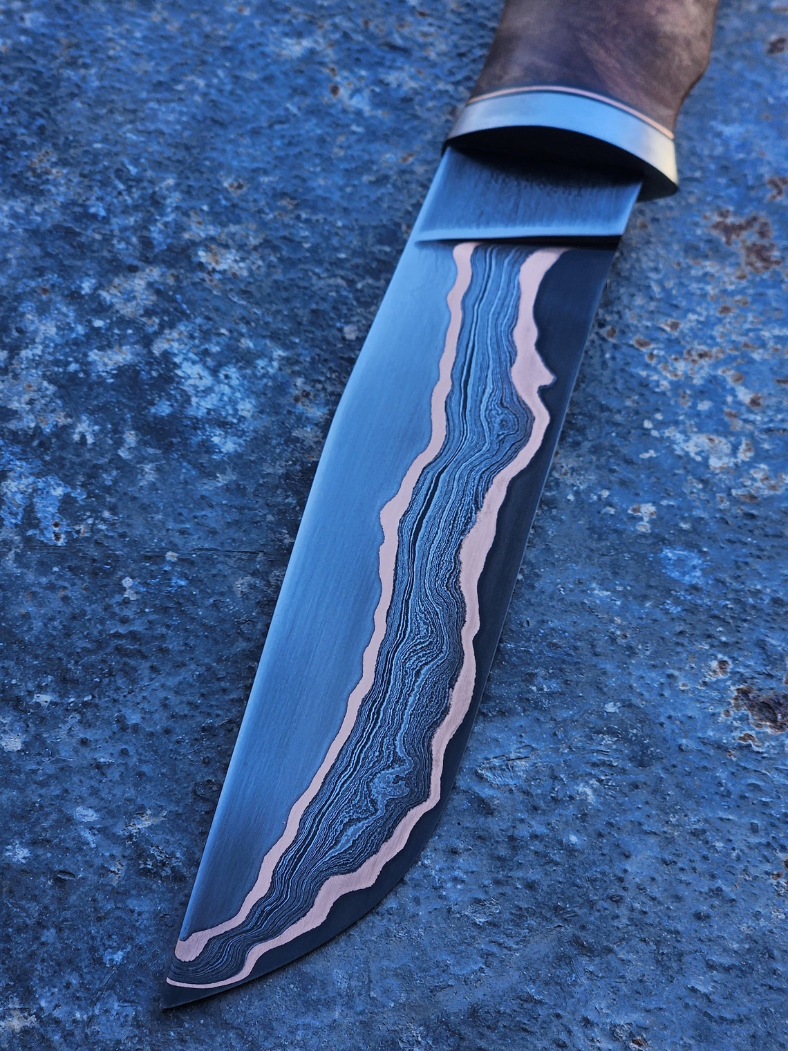Copper Damascus Knife cu-mai Hand Forged Handmade in the USA - Etsy