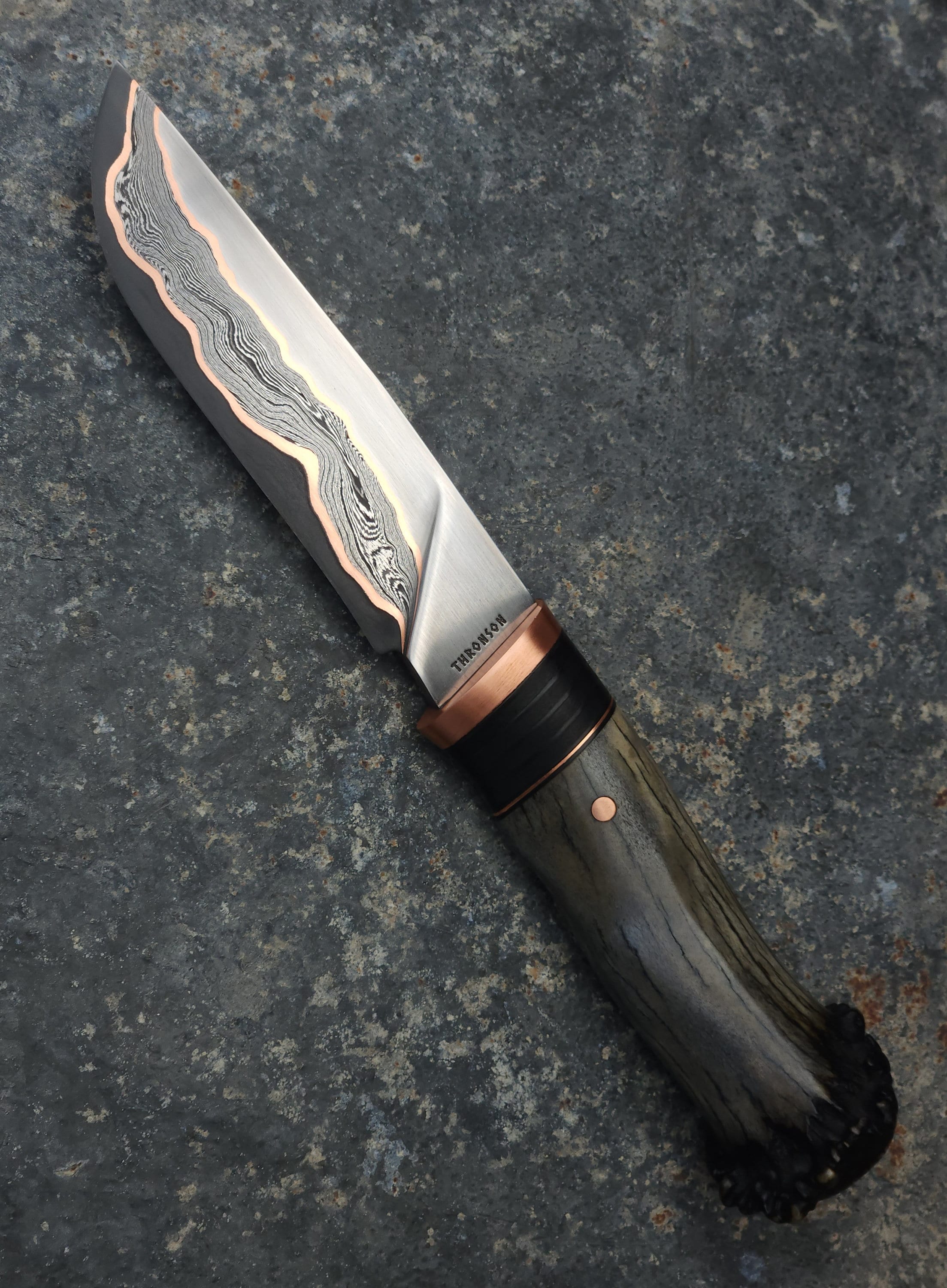 Copper Damascus Knife cu-mai Hand Forged Handmade in the USA - Etsy
