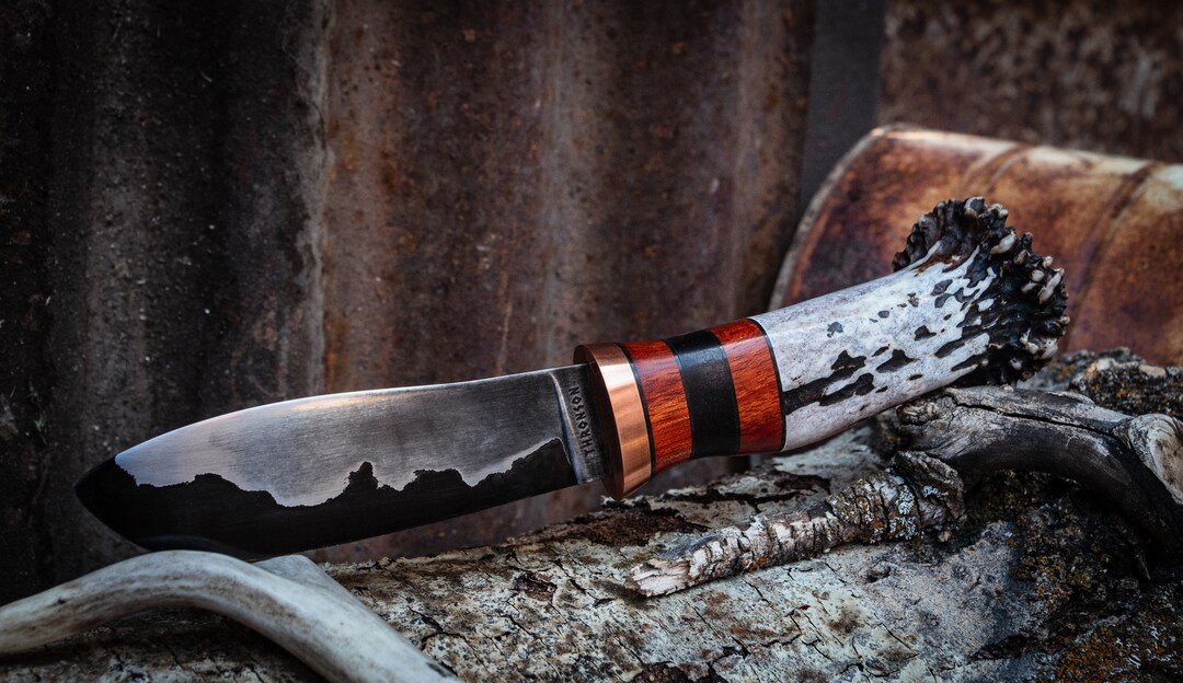 Left-handed San Mai Hunting Knife | Hand Forged | Handmade in Montana ...