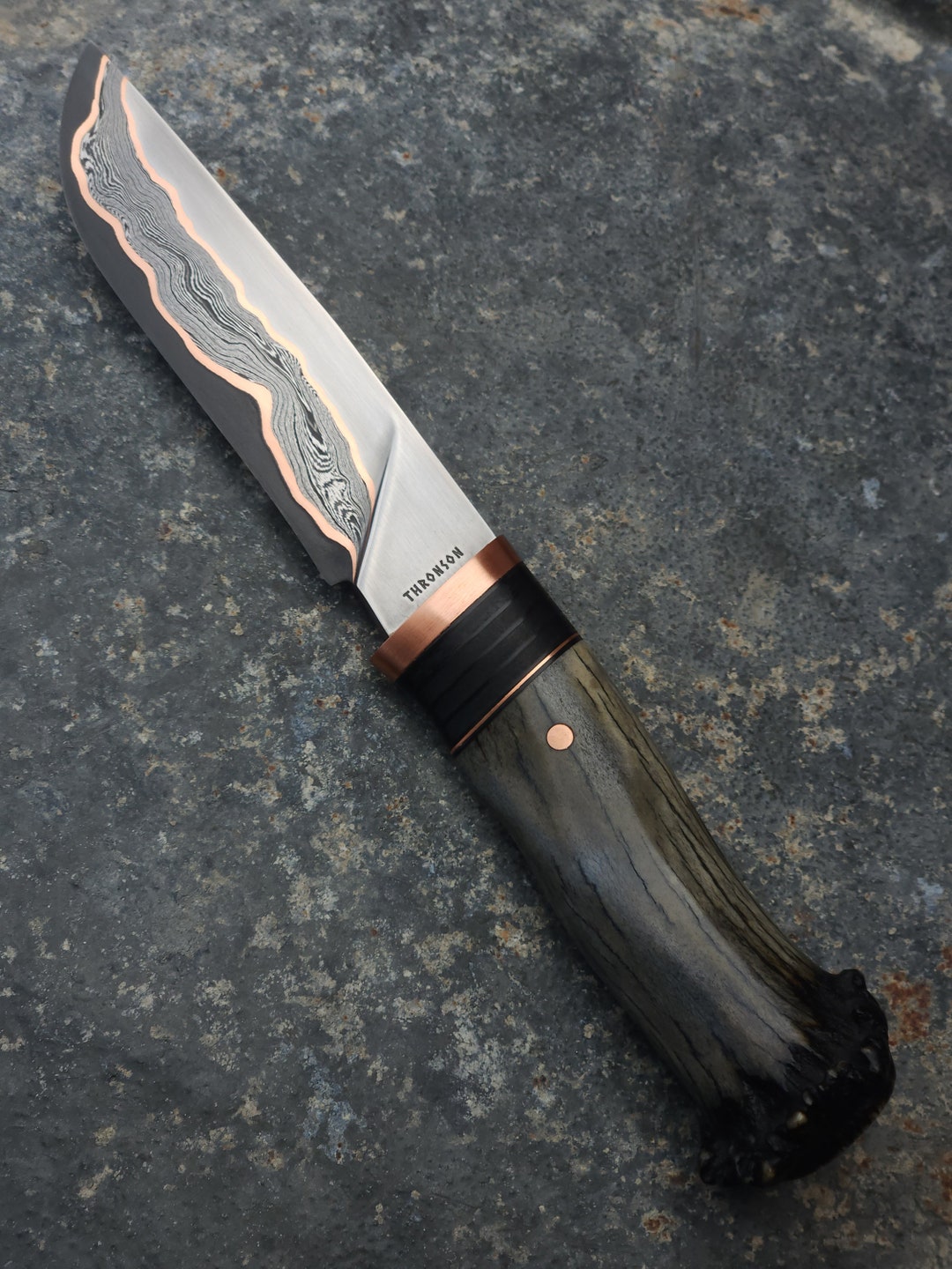 Copper Damascus Knife cu-mai Hand Forged Handmade in the USA - Etsy