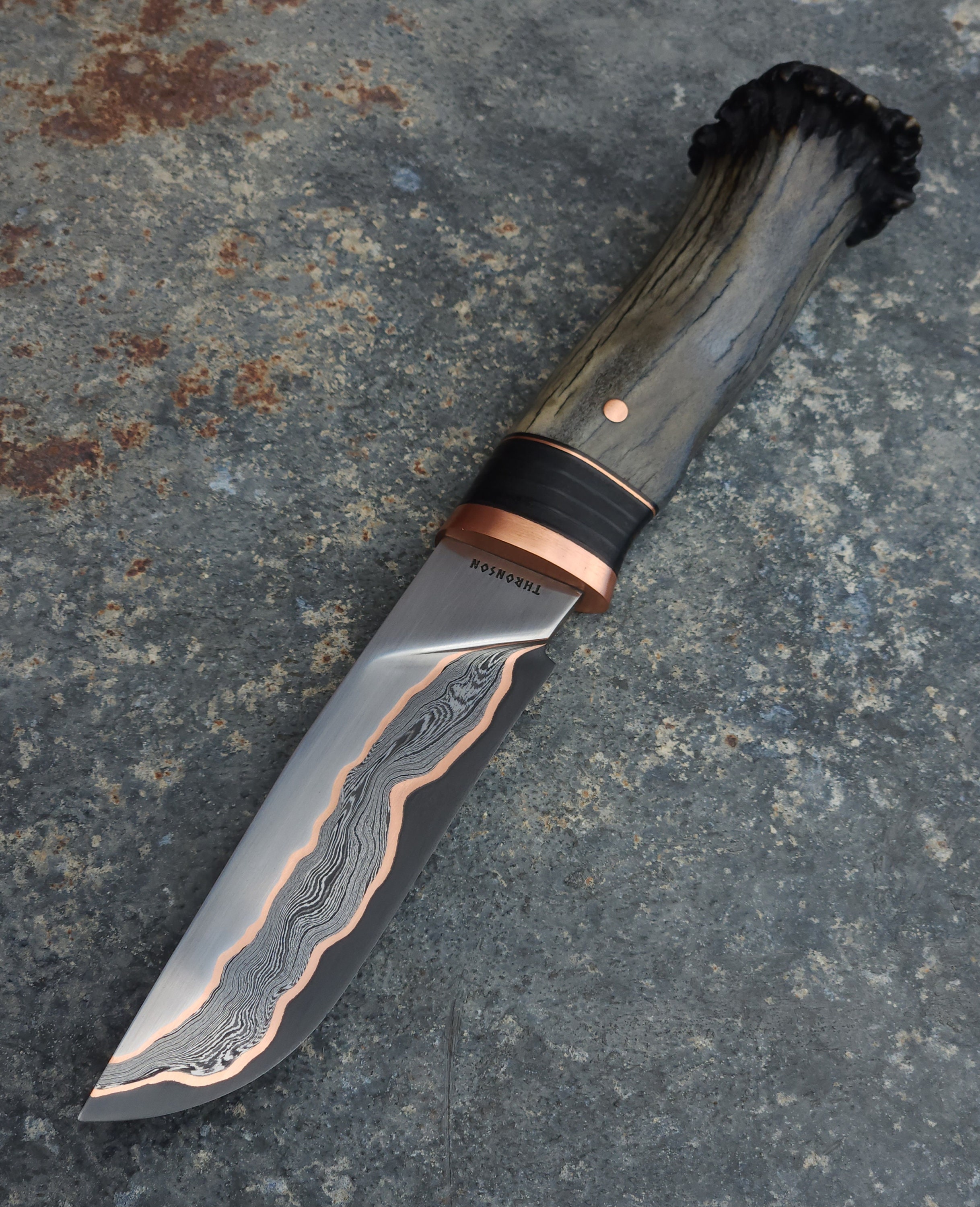 Copper Damascus Knife cu-mai Hand Forged Handmade in the USA - Etsy