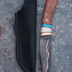 Copper Damascus Knife cu-mai Hand Forged Handmade in the USA - Etsy