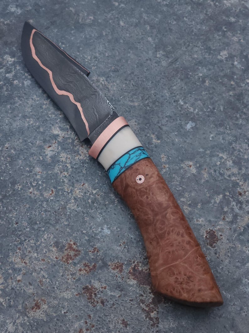 Copper Damascus Knife cu-mai Hand Forged Handmade in the USA - Etsy
