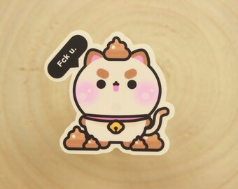 Angry Emo Cat Sticker Holographic Cat Sticker, Waterproof, Cute Cat ...