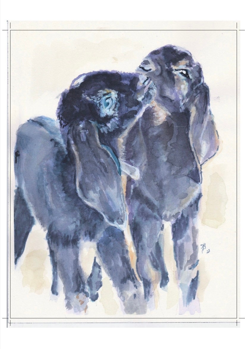11x14 Nubian Goat Kids Watecolor Print - Etsy