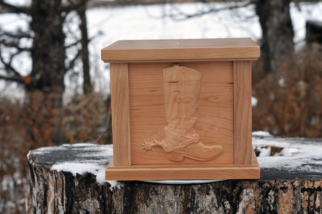 Handcrafted Cowboy Boot Urn for Ashes - Western-style Memorial ...