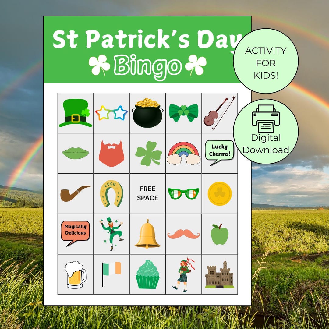 St. Patrick's Day Bingo for Kids, Saint Patricks Day Party, St Patricks ...