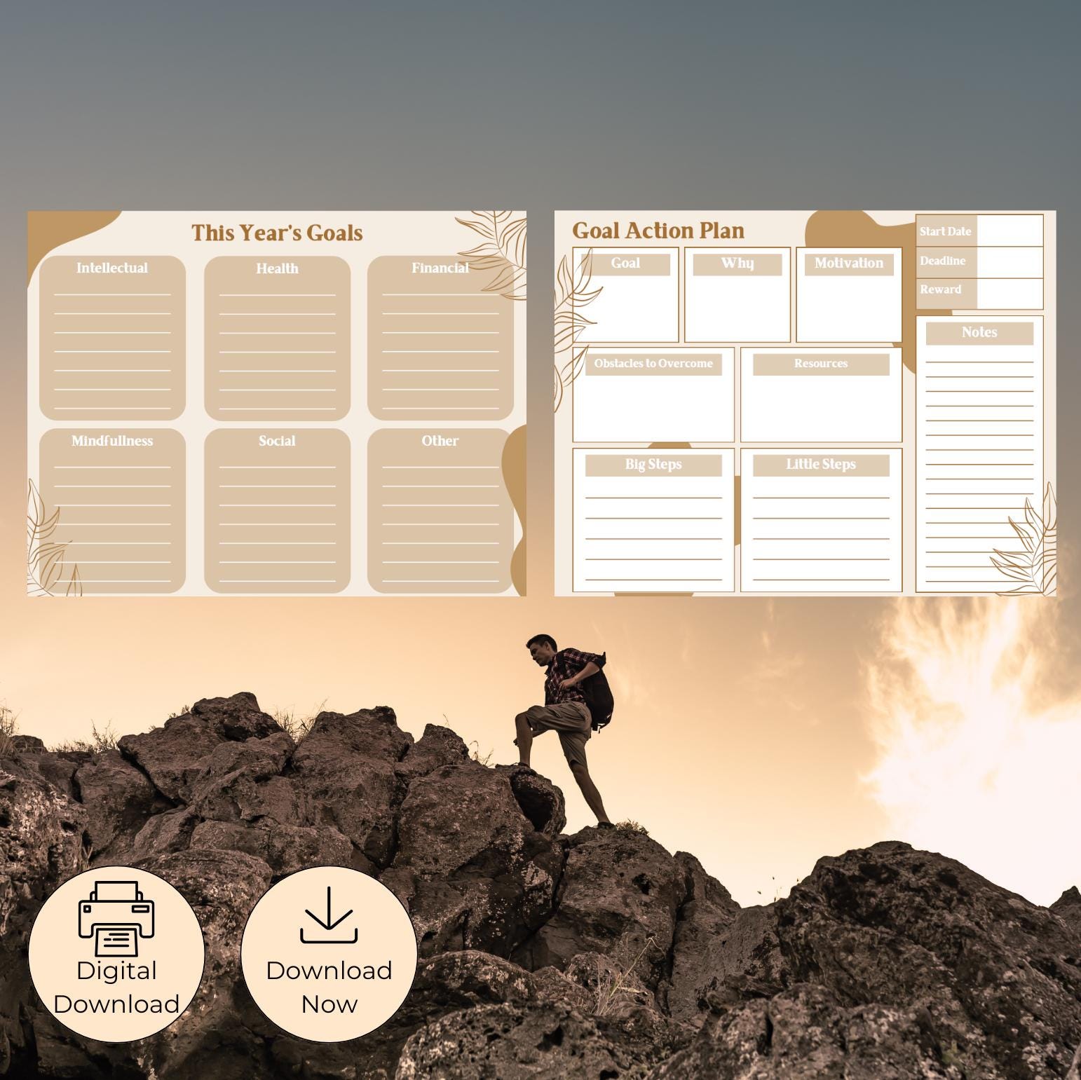 Vision Board Printable, Goal Setting Template, Vision Board Template ...
