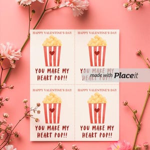 Valentines Day Printables, You Make My Heart POP, Popcorn Valentines ...