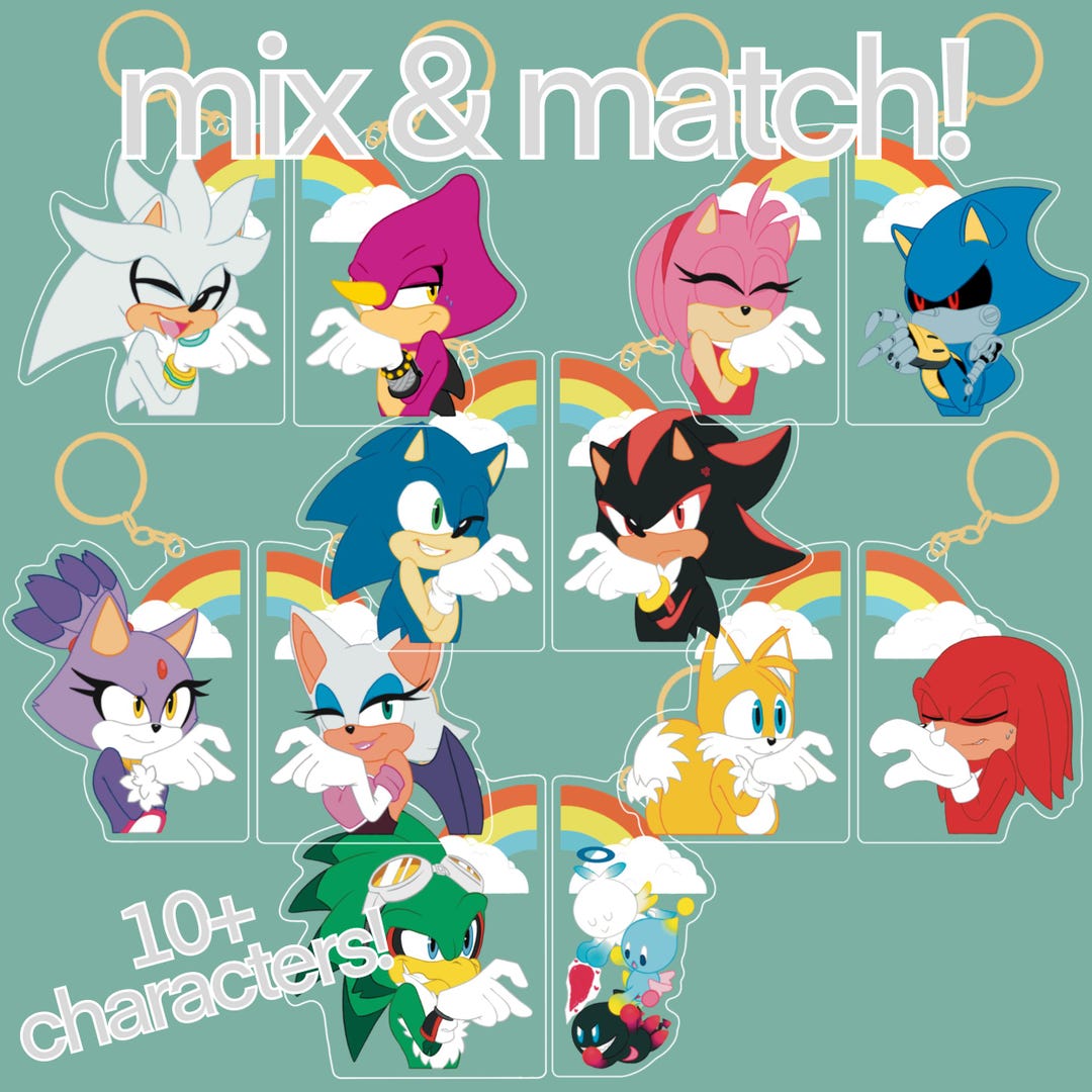 Sonic the Hedgehog-inspired BFF Matching Keychains - Tails Knuckles Amy ...