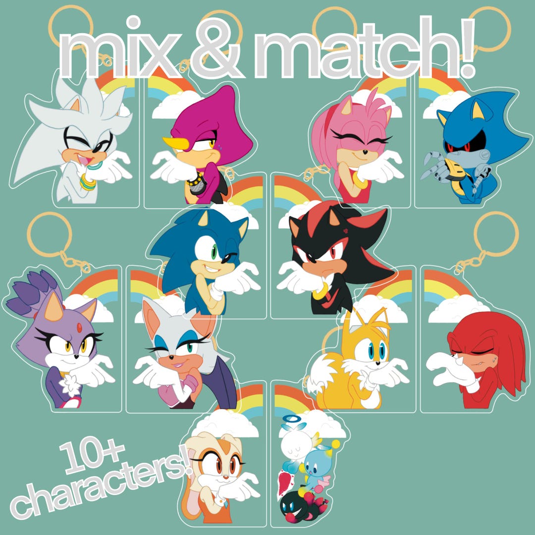 Sonic the Hedgehog-inspired BFF Matching Keychains - Tails Knuckles Amy ...