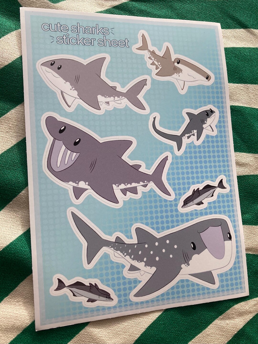 Cute Shark Doodles Sticker Sheet - Great White, Hammerhead, Thresher ...