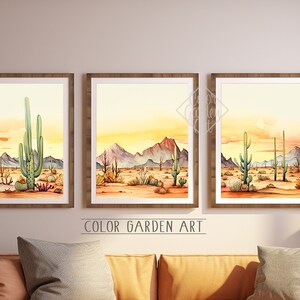 Set of 3 Southwest Desert Watercolor Printable Wall Art INSTANT DIGITAL ...