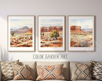 Set of 3 Southwest Desert Watercolor Printable Wall Art INSTANT DIGITAL ...