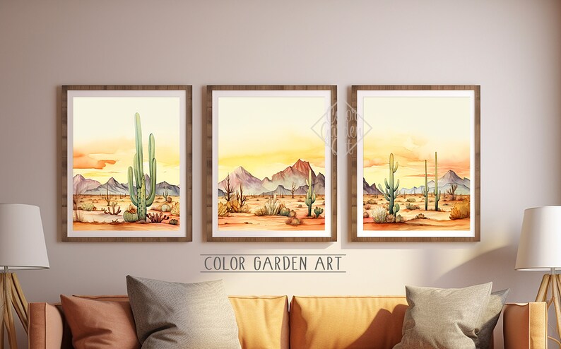 Set of 3 Southwest Desert Watercolor Printable Wall Art INSTANT DIGITAL ...