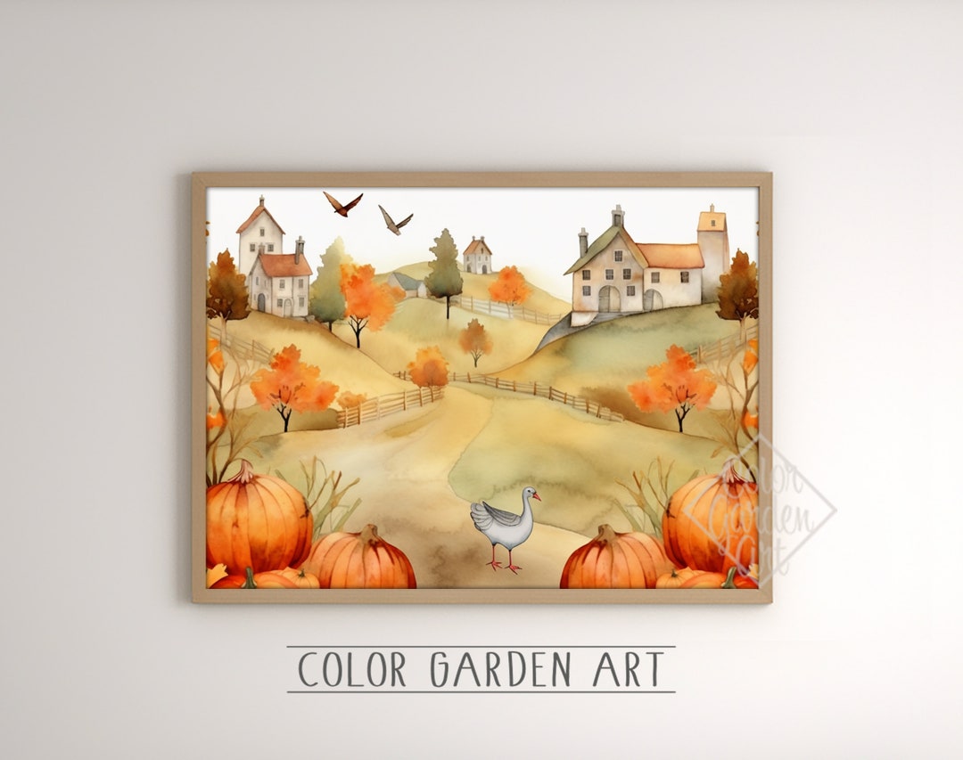 Cute Primitive Town Printable Art | Whimsical Village | Charming Folk ...