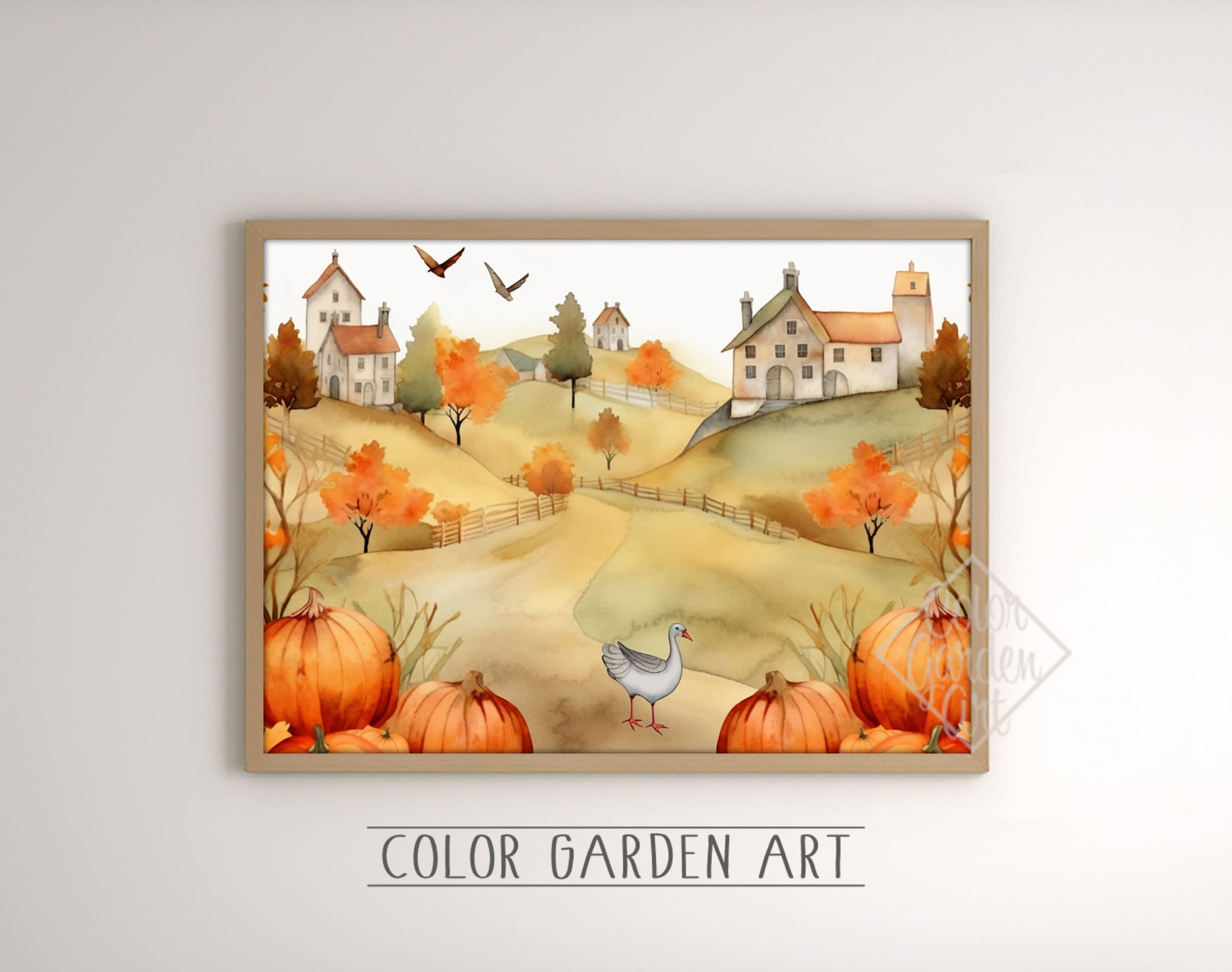 Cute Primitive Town Printable Art | Whimsical Village | Charming Folk ...