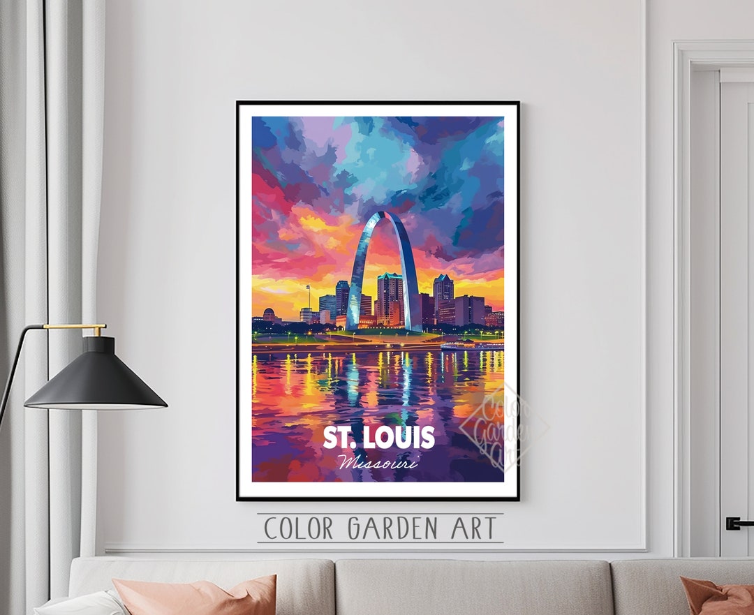 St. Louis Missouri Travel Poster Watercolor Digital Art Vibrant ...
