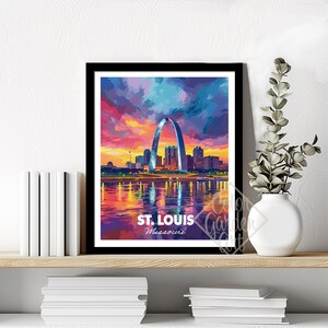St. Louis Missouri Travel Poster Watercolor Digital Art Vibrant ...