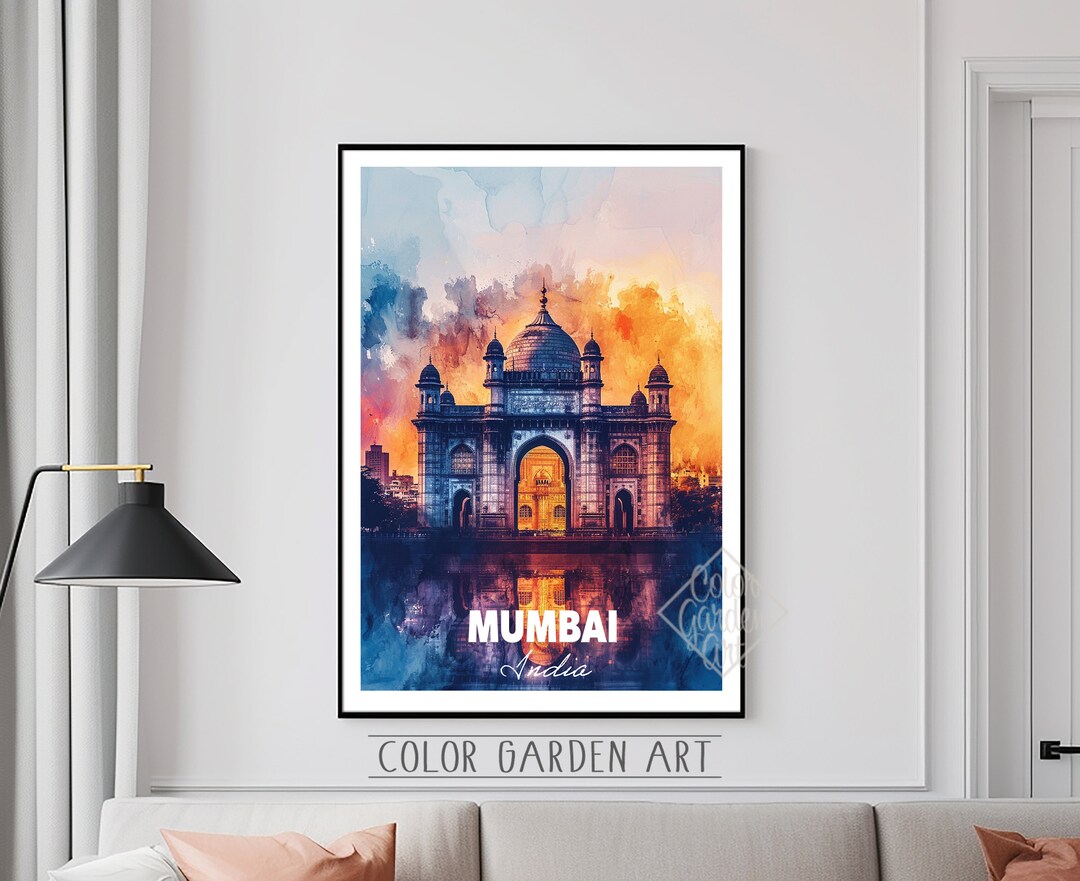 Mumbai India Watercolor Art Print: Vintage Cityscape (digital Download ...