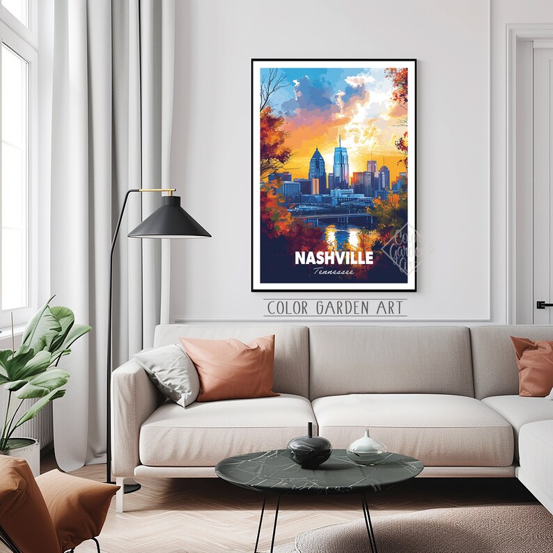 Nashville Tennessee Travel Poster Watercolor Printable Wall Art ...