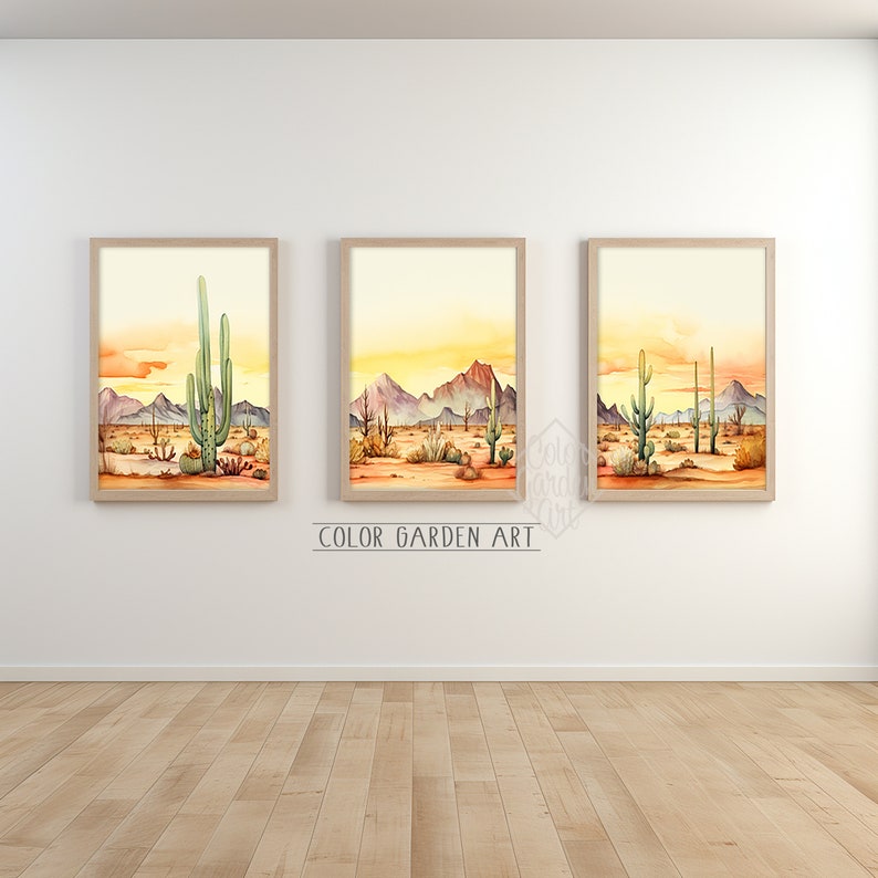 Set of 3 Southwest Desert Watercolor Printable Wall Art INSTANT DIGITAL ...
