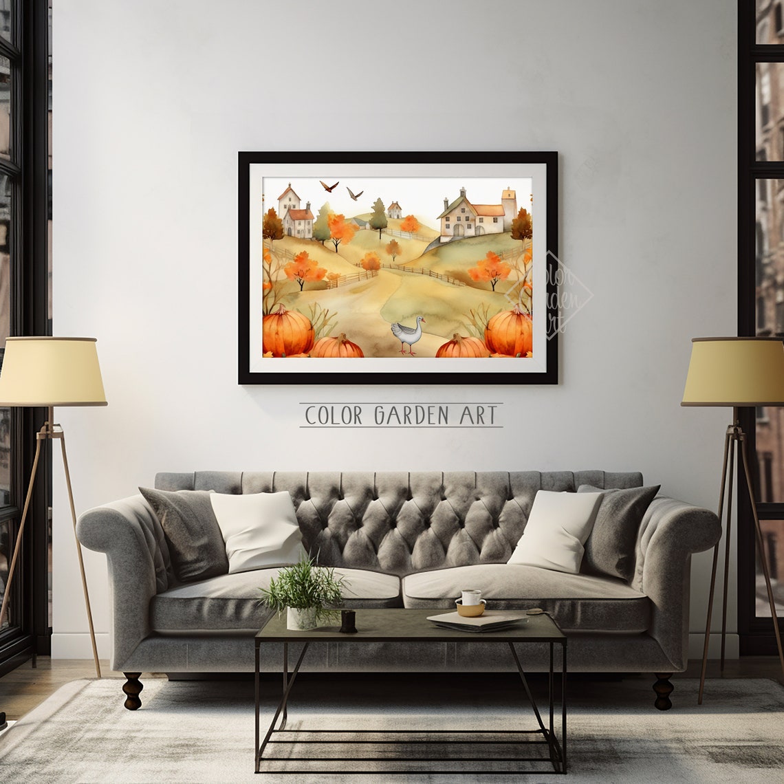 Cute Primitive Town Printable Art | Whimsical Village | Charming Folk ...