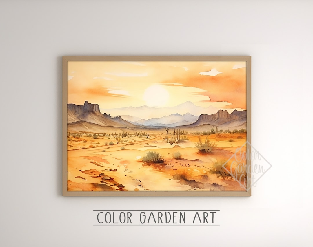 Desert Sunset Watercolor Printable Wall Art INSTANT DIGITAL DOWNLOAD ...