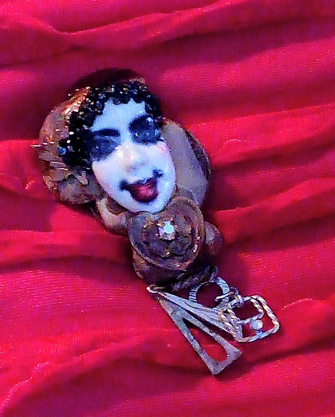 Unique Art-deco Pins Porcelain Metal VTG Jewelry Woman Face Brooch ...