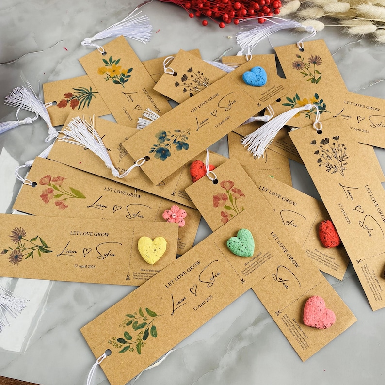Personalized Seed Paper Bookmark – Custom Plantable Bookmark Favors for ...
