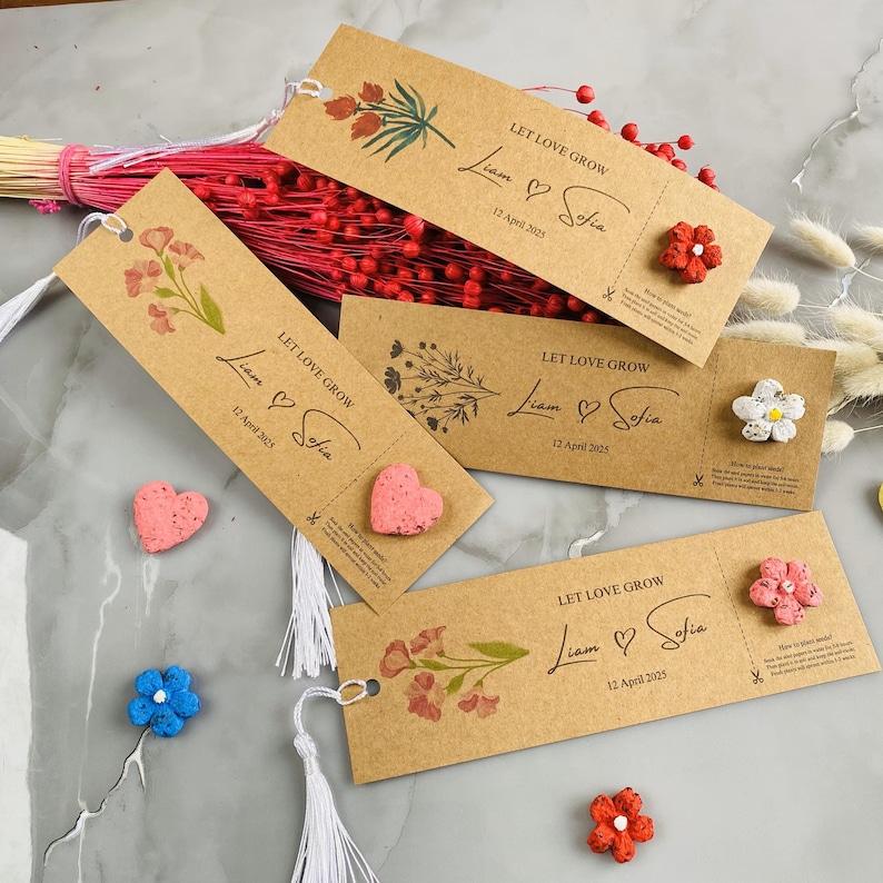 Personalized Seed Paper Bookmark – Custom Plantable Bookmark Favors for ...