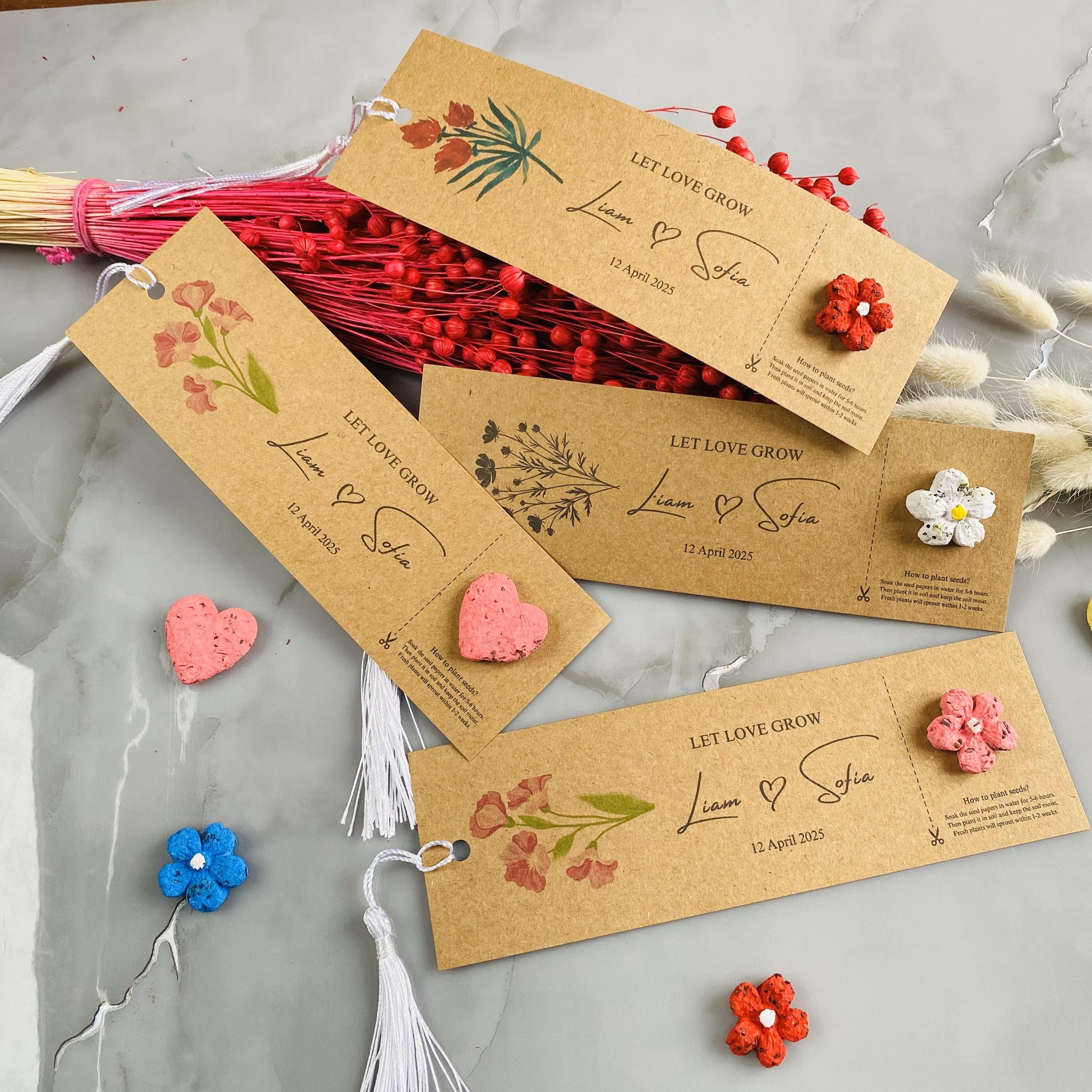Personalized Seed Paper Bookmark – Custom Plantable Bookmark Favors for ...