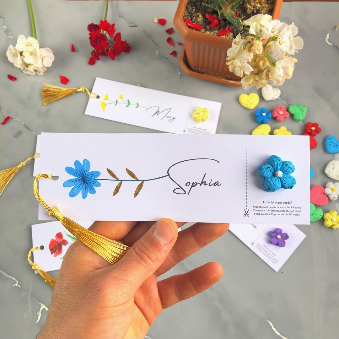 Personalized Seed Paper Bookmark: Plantable Wildflower Favors - Etsy