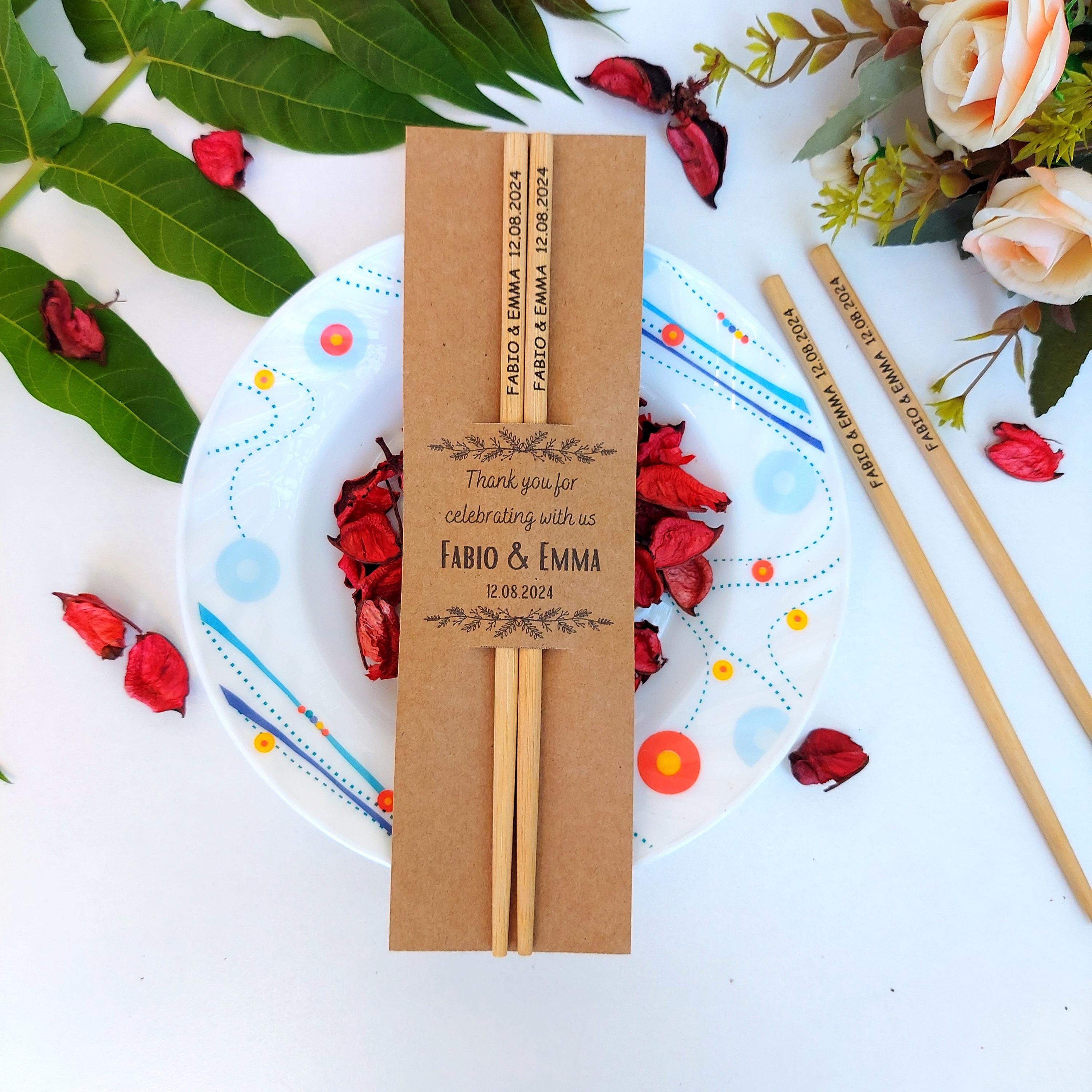 Personalized Bamboo Chopstick Wedding Favors – Custom Printed ...