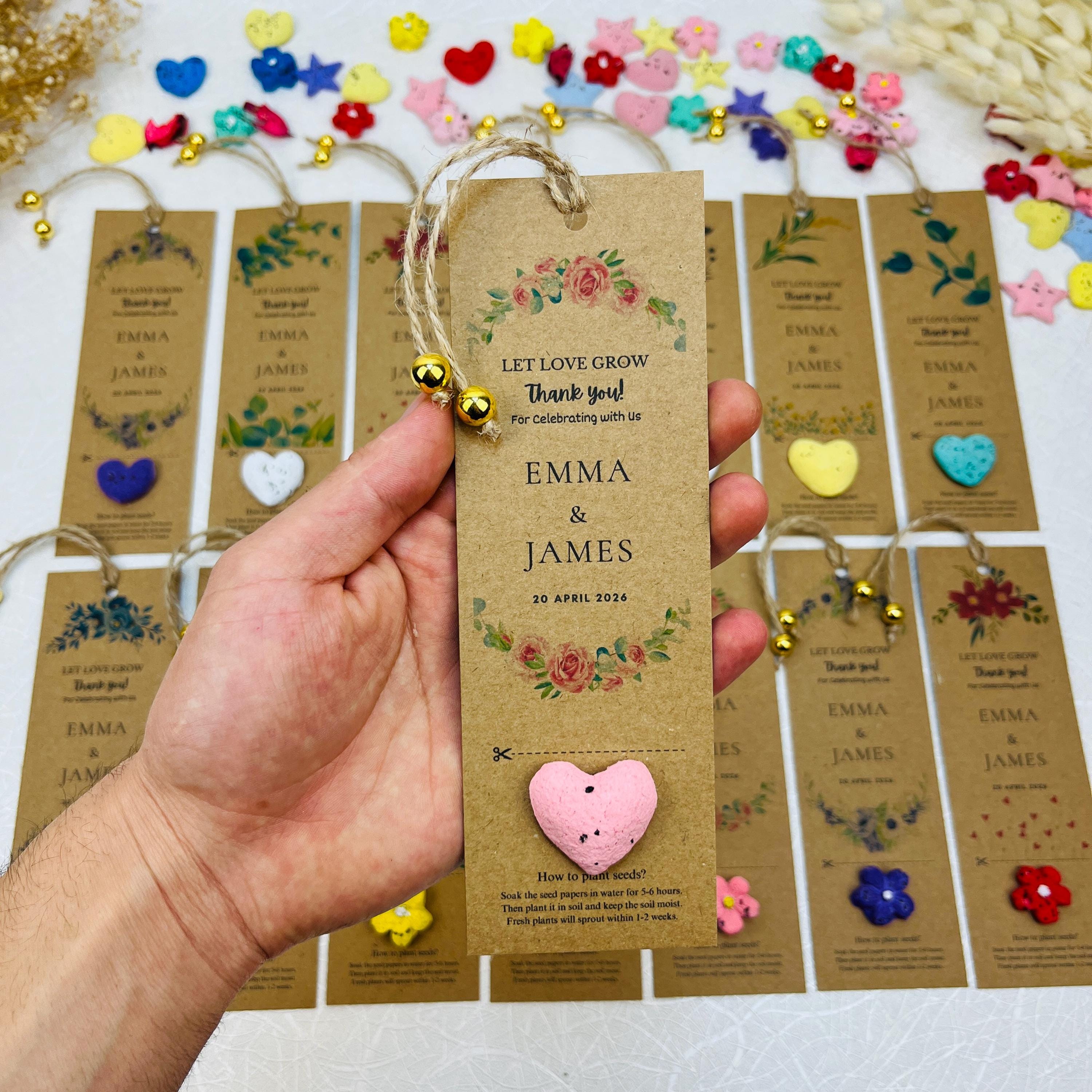 Personalized Bookmark With Seed Paper - Plantable Eco Friendly Wedding ...