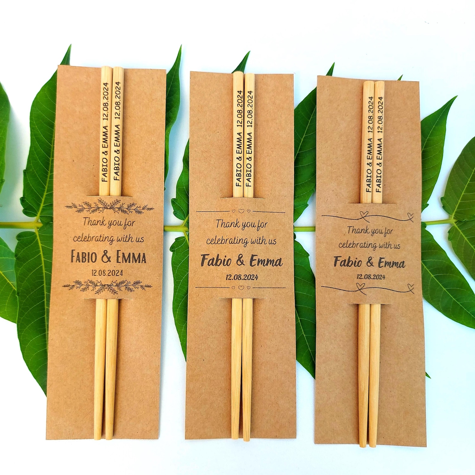 Personalized Bamboo Chopstick Wedding Favors – Custom Printed ...
