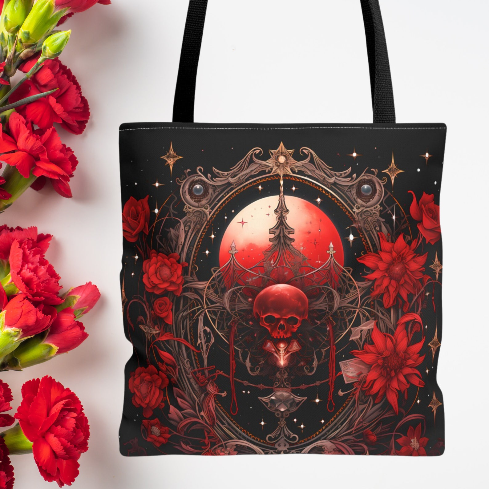 Goth Skeleton Tote Bag, Dark Cottagecore Style, Shoulder Bag for Gothic ...