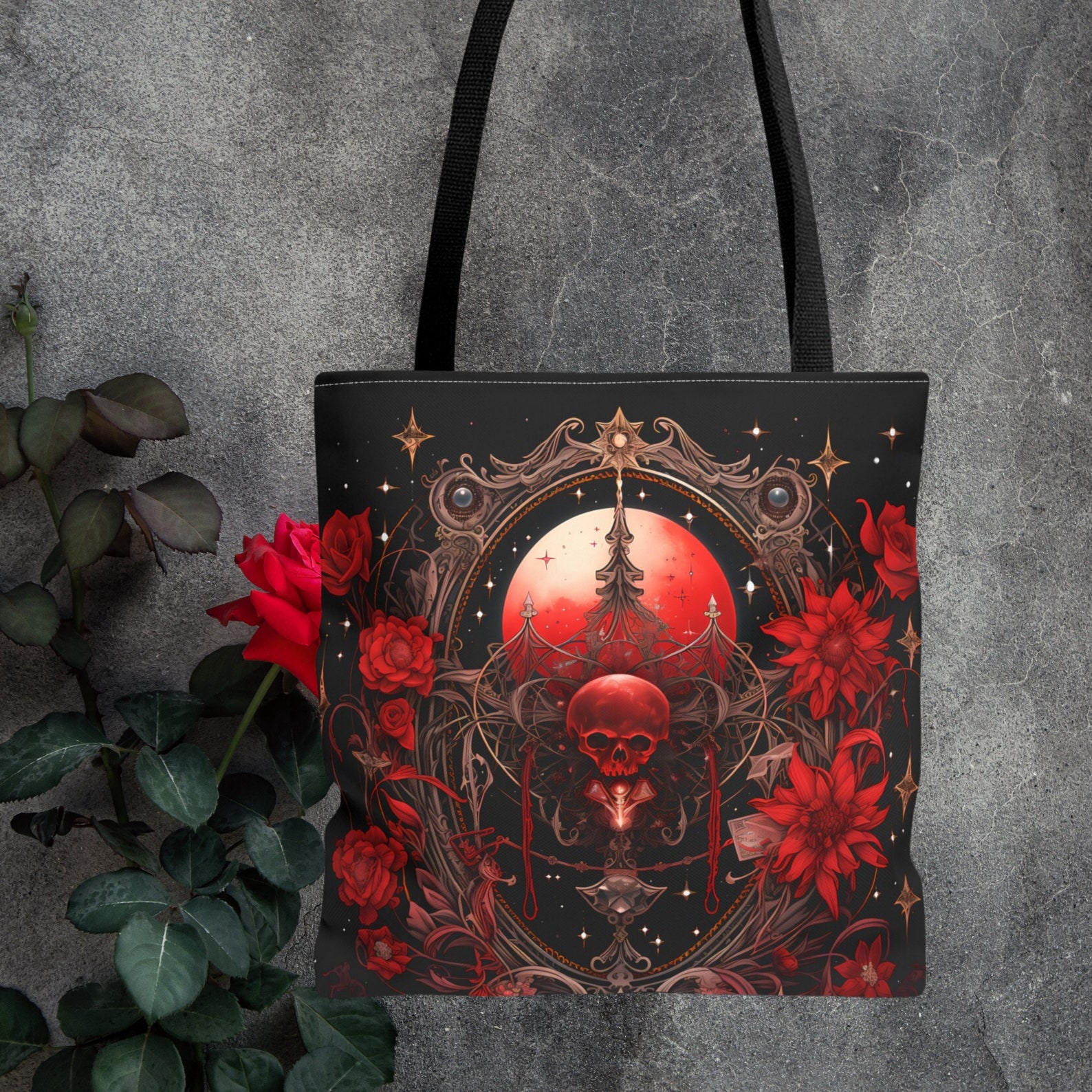 Goth Skeleton Tote Bag, Dark Cottagecore Style, Shoulder Bag for Gothic ...