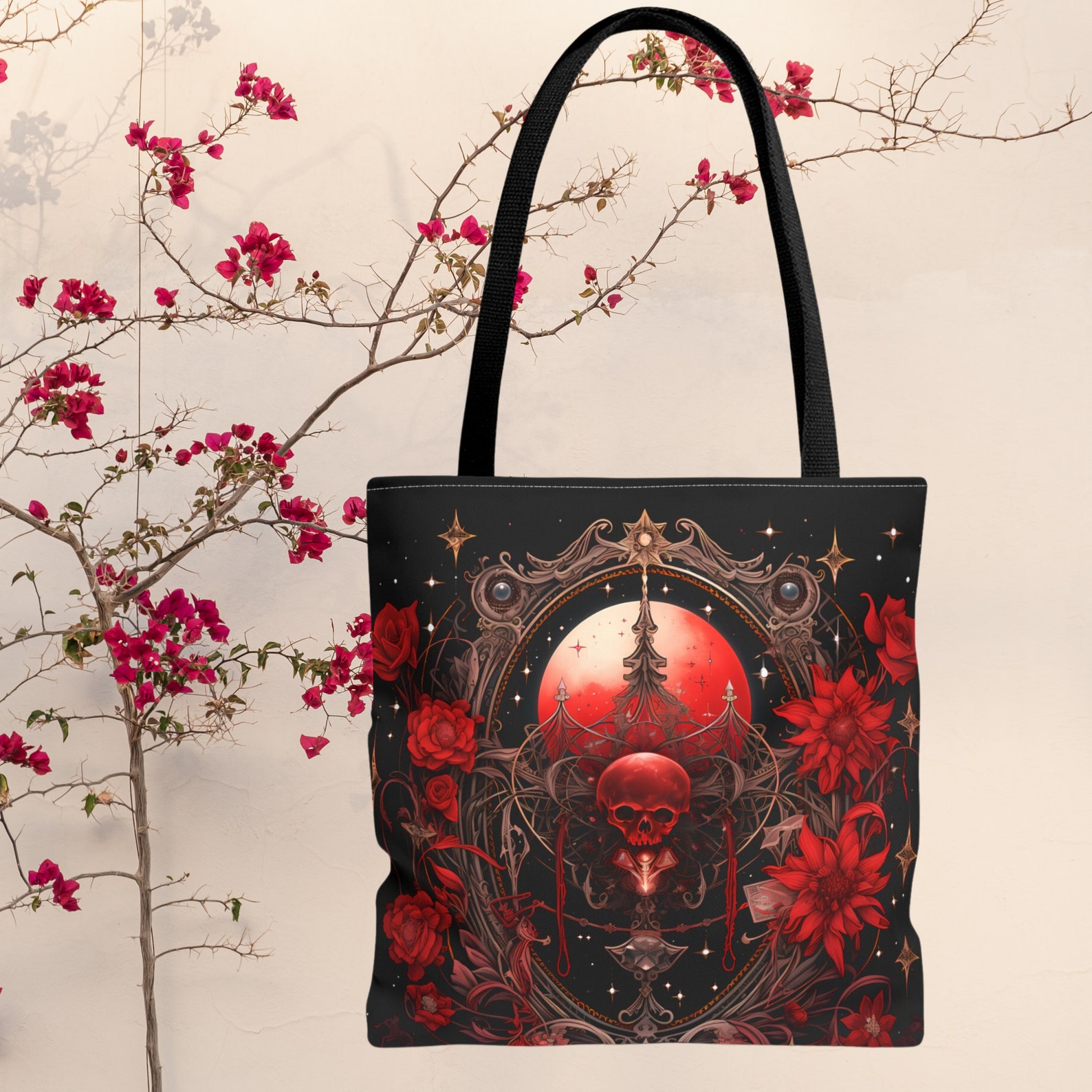 Goth Skeleton Tote Bag, Dark Cottagecore Style, Shoulder Bag for Gothic ...