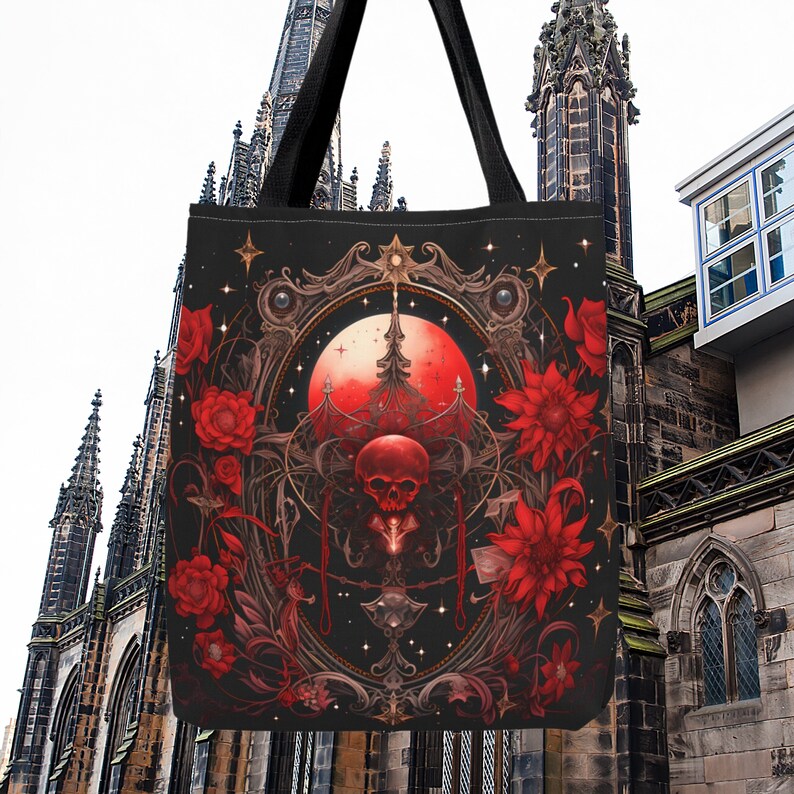 Goth Skeleton Tote Bag, Dark Cottagecore Style, Shoulder Bag for Gothic ...
