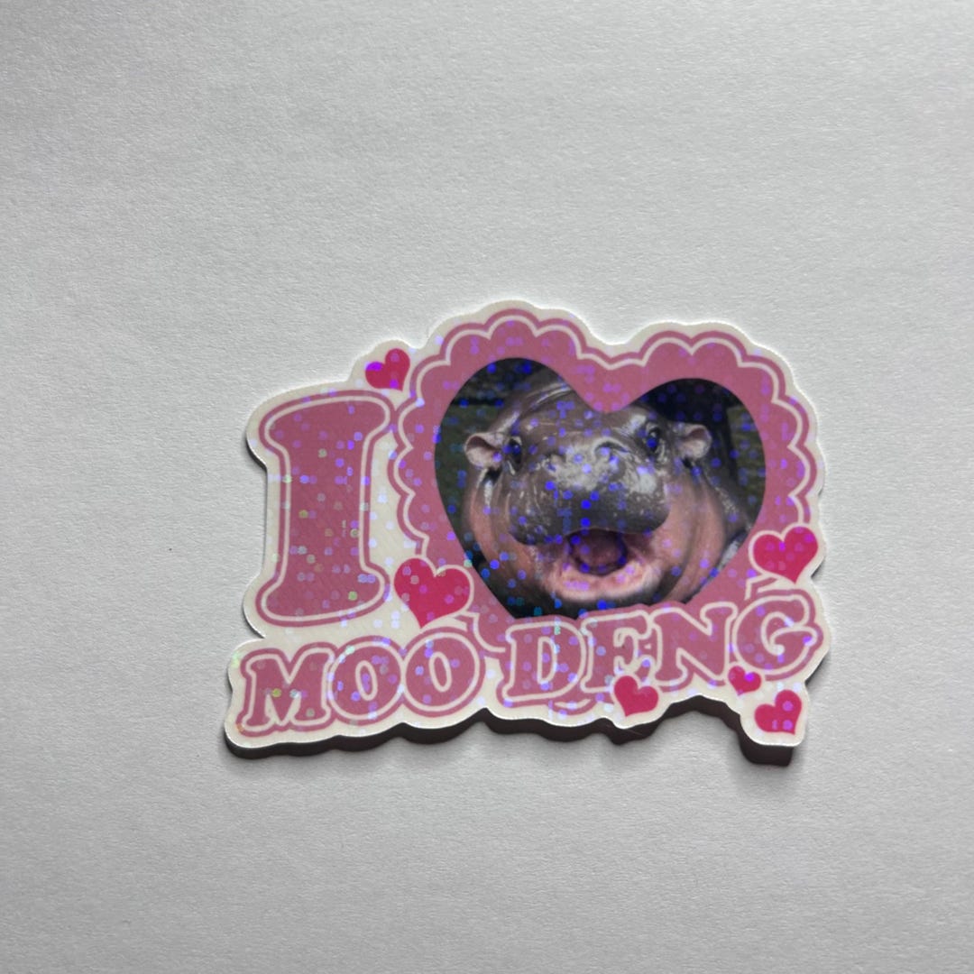 Moo Deng Water Proof Holographic Sticker - Etsy