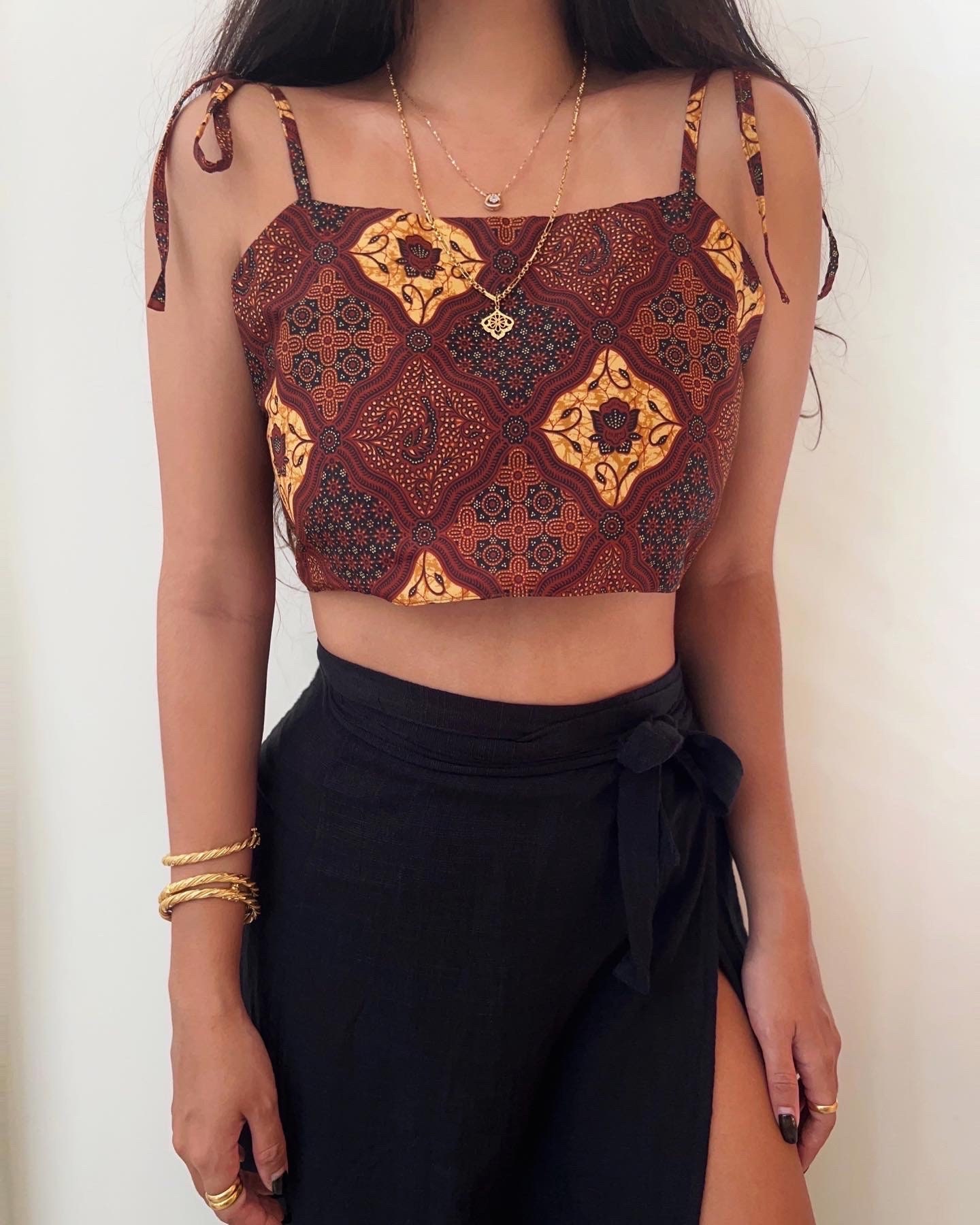 Traditional Indonesian Batik Two Way Crop Top (one of a Kind) | Rare ...