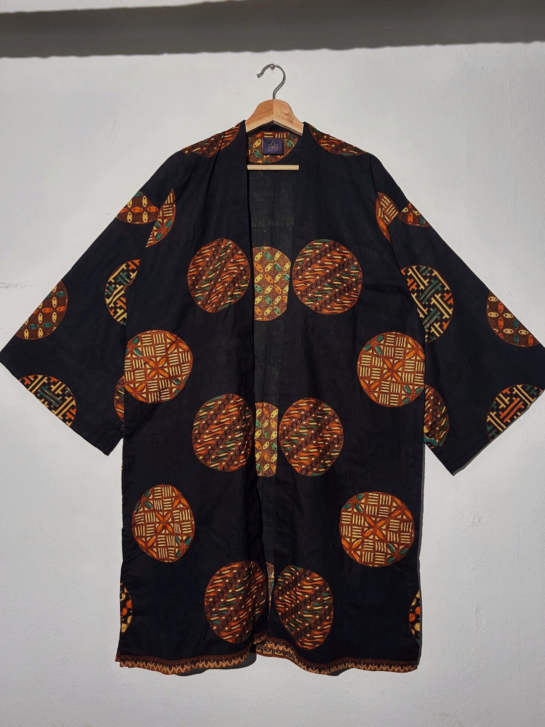 Oversized Unisex Indonesian Batik Long Kimono Outerwear Jacket One of A ...