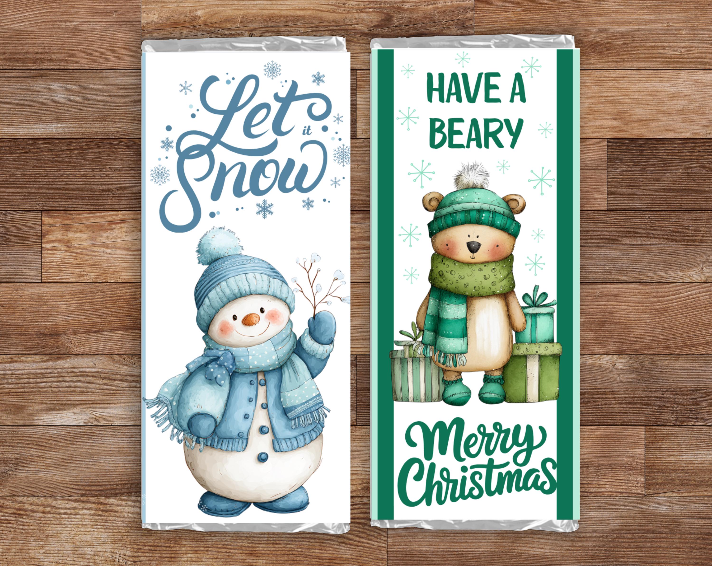 6 Christmas Candy Bar Wrappers, Printable Chocolate Labels, Holiday ...